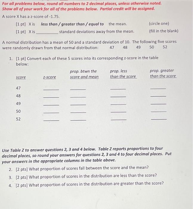 Solved For all problems below, round all numbers to 2 | Chegg.com