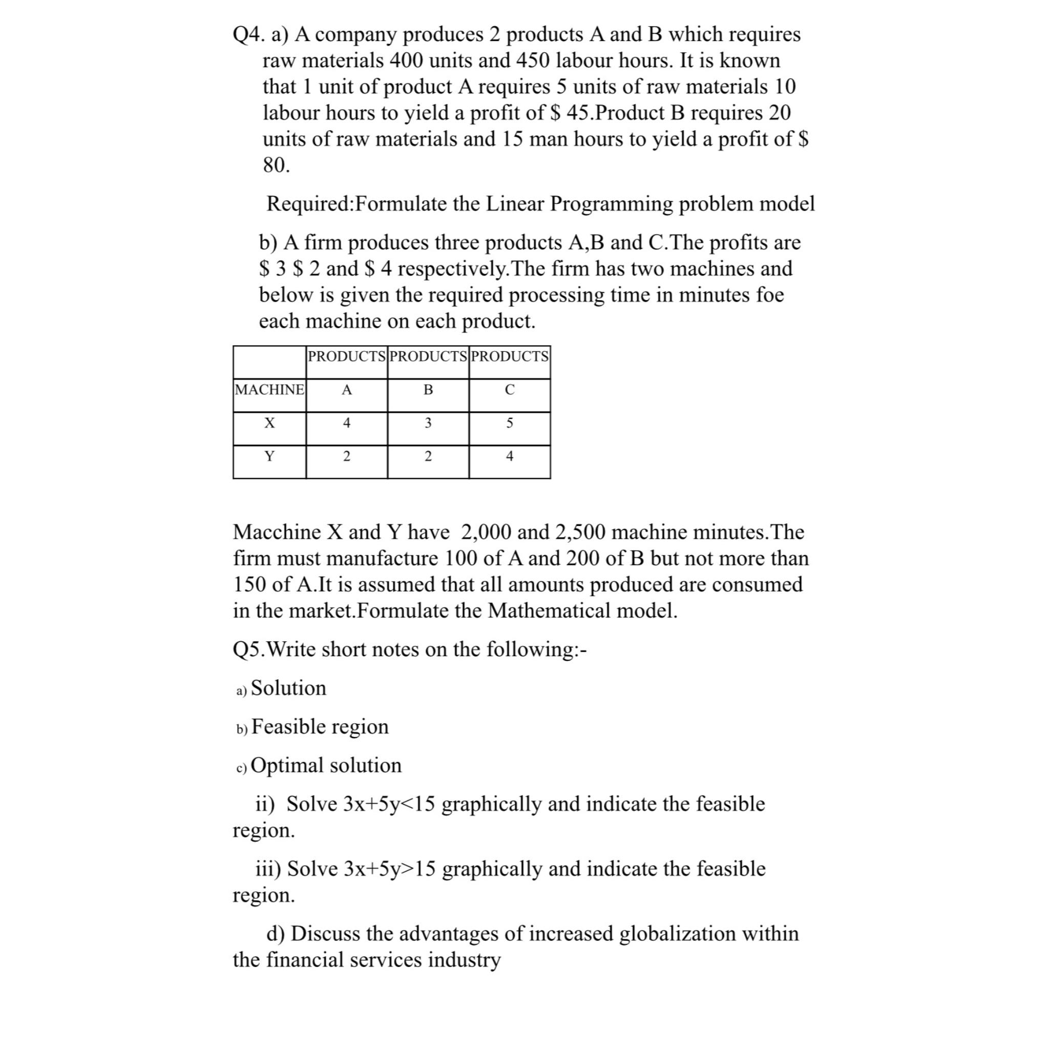 Solved Q4. ﻿a) ﻿A company produces 2 ﻿products A and B | Chegg.com