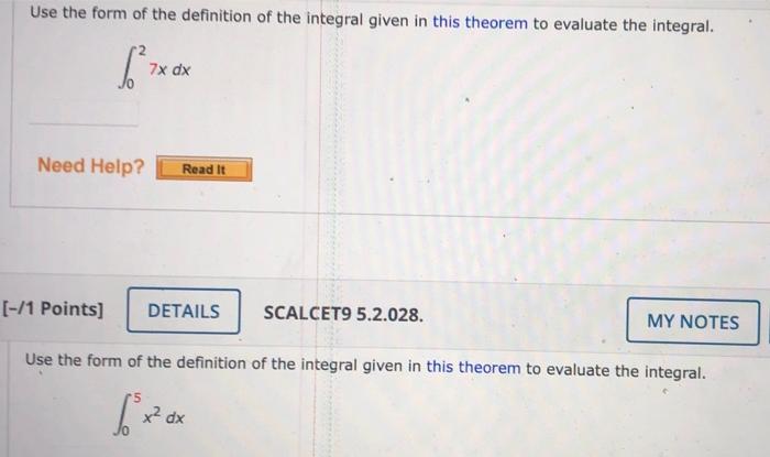 Solved Use the form of the definition of the integral given | Chegg.com