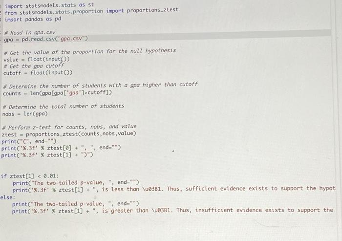 Solved The gpa dataset is a toy dataset containing the | Chegg.com