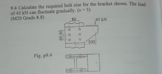 Solved 9.4 Calculate the required bolt size for the bracket | Chegg.com