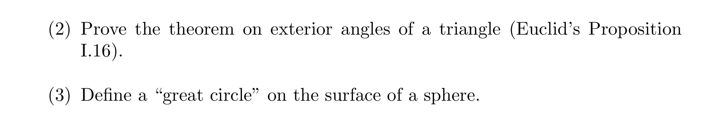 Solved (2) ﻿Prove the theorem on exterior angles of a | Chegg.com