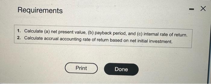 Solved Data tableRequirements 1. Calculate (a) net present | Chegg.com