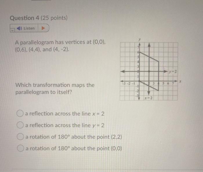 Solved Question 4 (25 points) 1) Listen A parallelogram has | Chegg.com Solved Question 4 (25 points) 1) Listen A parallelogram has | Chegg.com