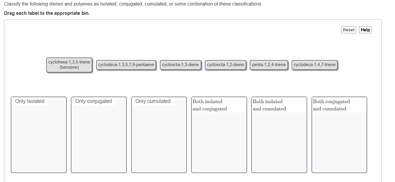 Solved Classify the following dienes and polyenes as | Chegg.com