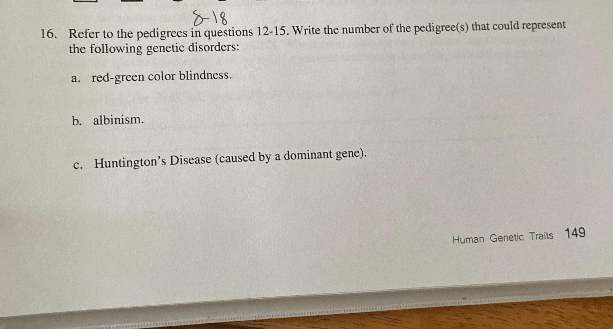 Solved Refer to the pedigrees in questions 12-15. ﻿Write the | Chegg.com
