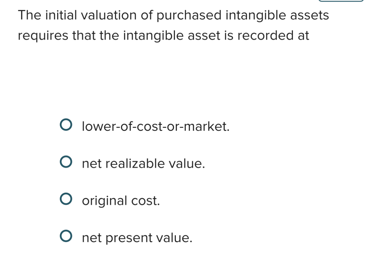 Solved The initial valuation of purchased intangible assets | Chegg.com