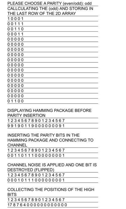 Solved THE HAMMING CODE TRANSMITTING FROM ONE LOCATION TO | Chegg.com