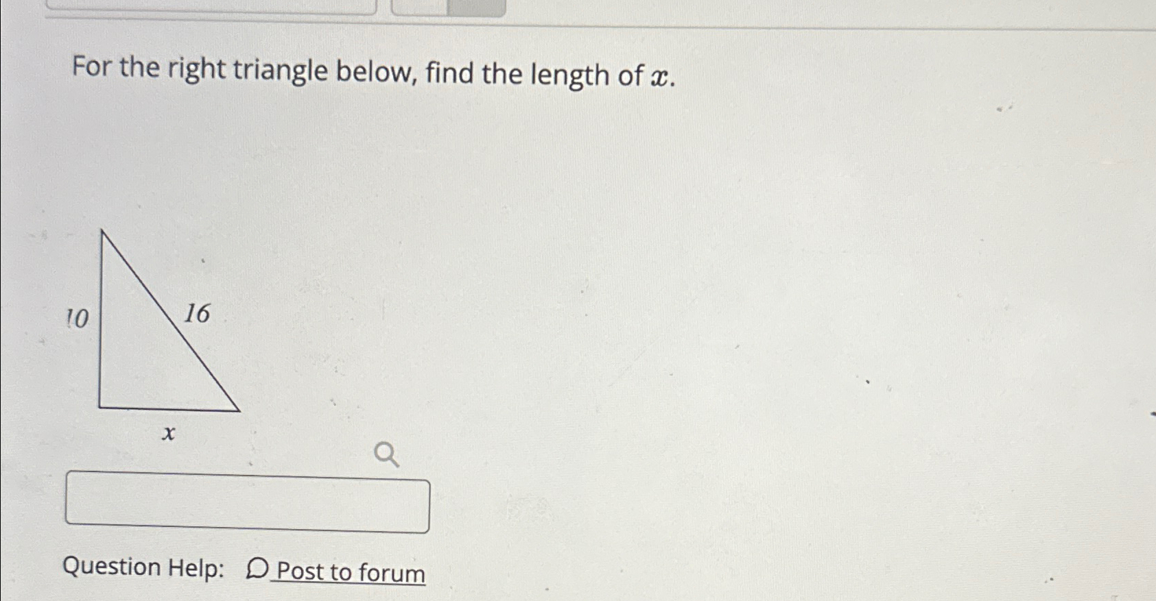 Solved For the right triangle below, find the length of | Chegg.com