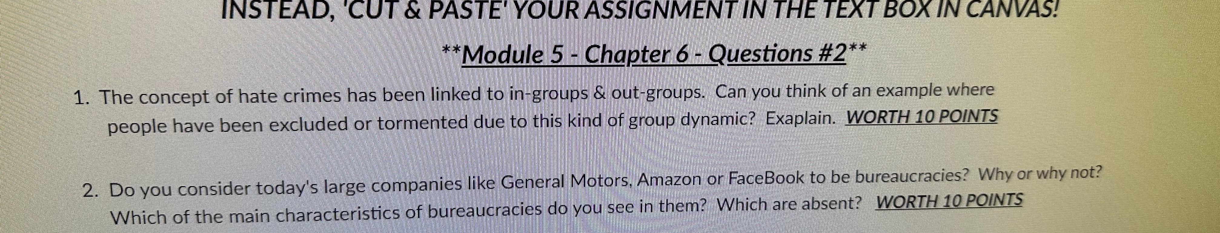 Solved INSTEAD, 'CUT & PASTE' YOUR ASSIGNMENT IN THE TEXT | Chegg.com