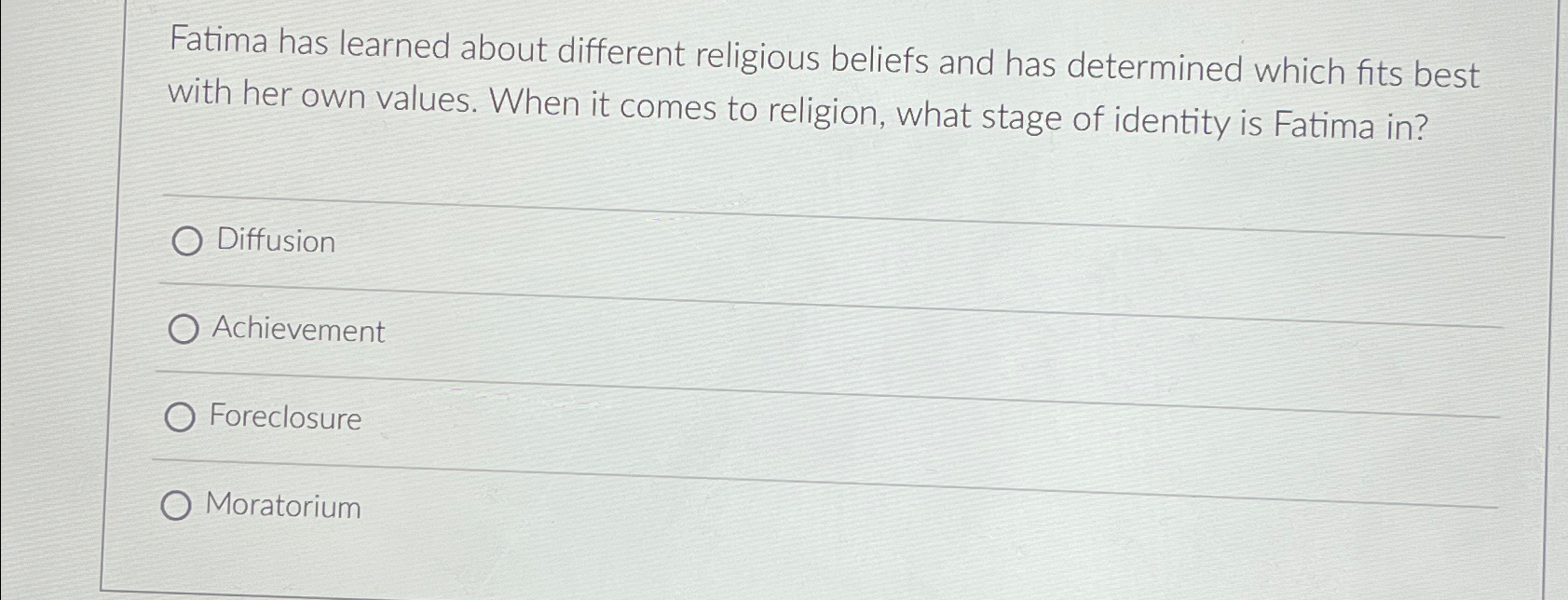Solved Fatima has learned about different religious beliefs | Chegg.com