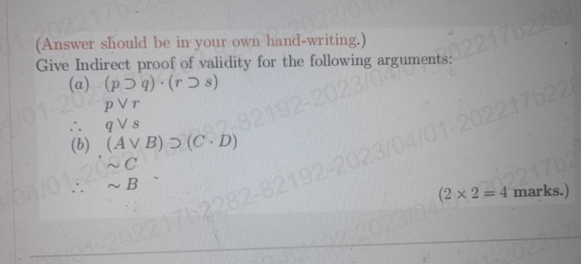 (Answer should be in your own hand-writing.) Give | Chegg.com