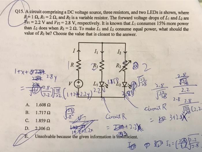 Solved Q15. A circuit comprising a DC voltage source, three | Chegg.com