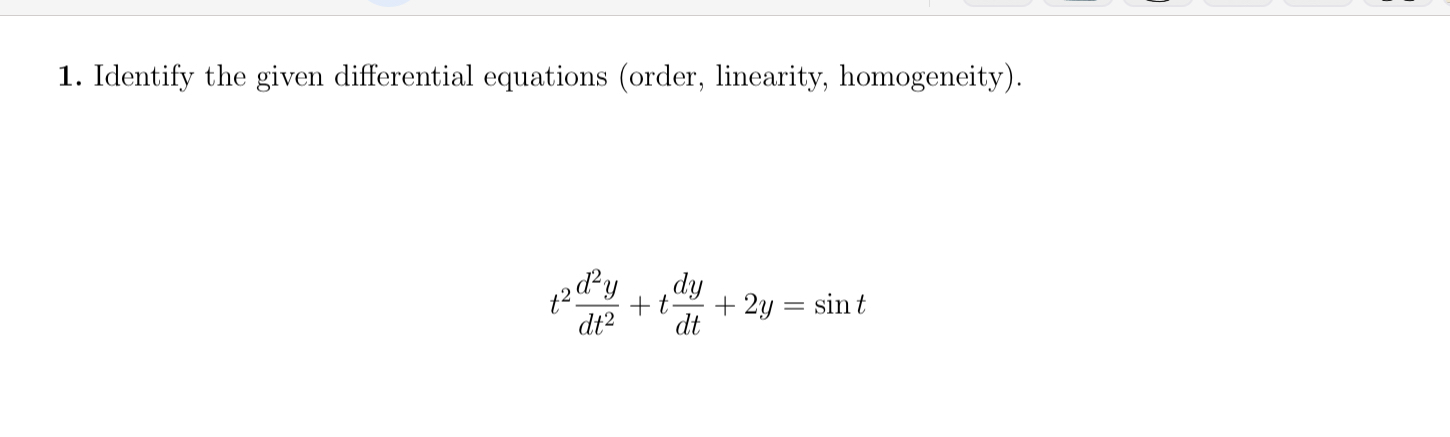 Solved Identify The Given Differential Equations Order