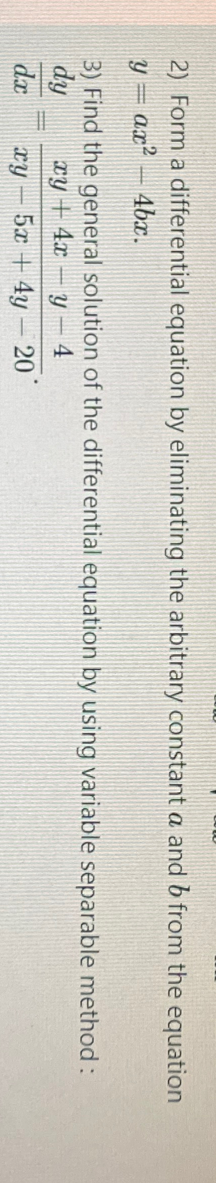 Solved Form a differential equation by eliminating the | Chegg.com Solved Form a differential equation by eliminating the | Chegg.com