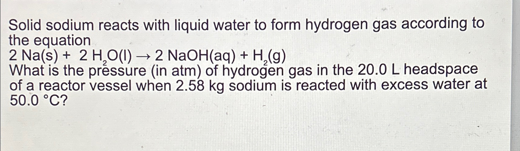 Solved Solid sodium reacts with liquid water to form | Chegg.com