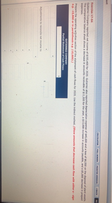 Solved ent CALCULATOR FULL SCREEN PRINTER VERSION BACK NE | Chegg.com