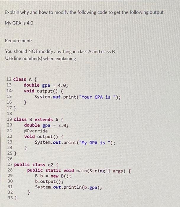 Solved Explain why and how to modify the following code to | Chegg.com