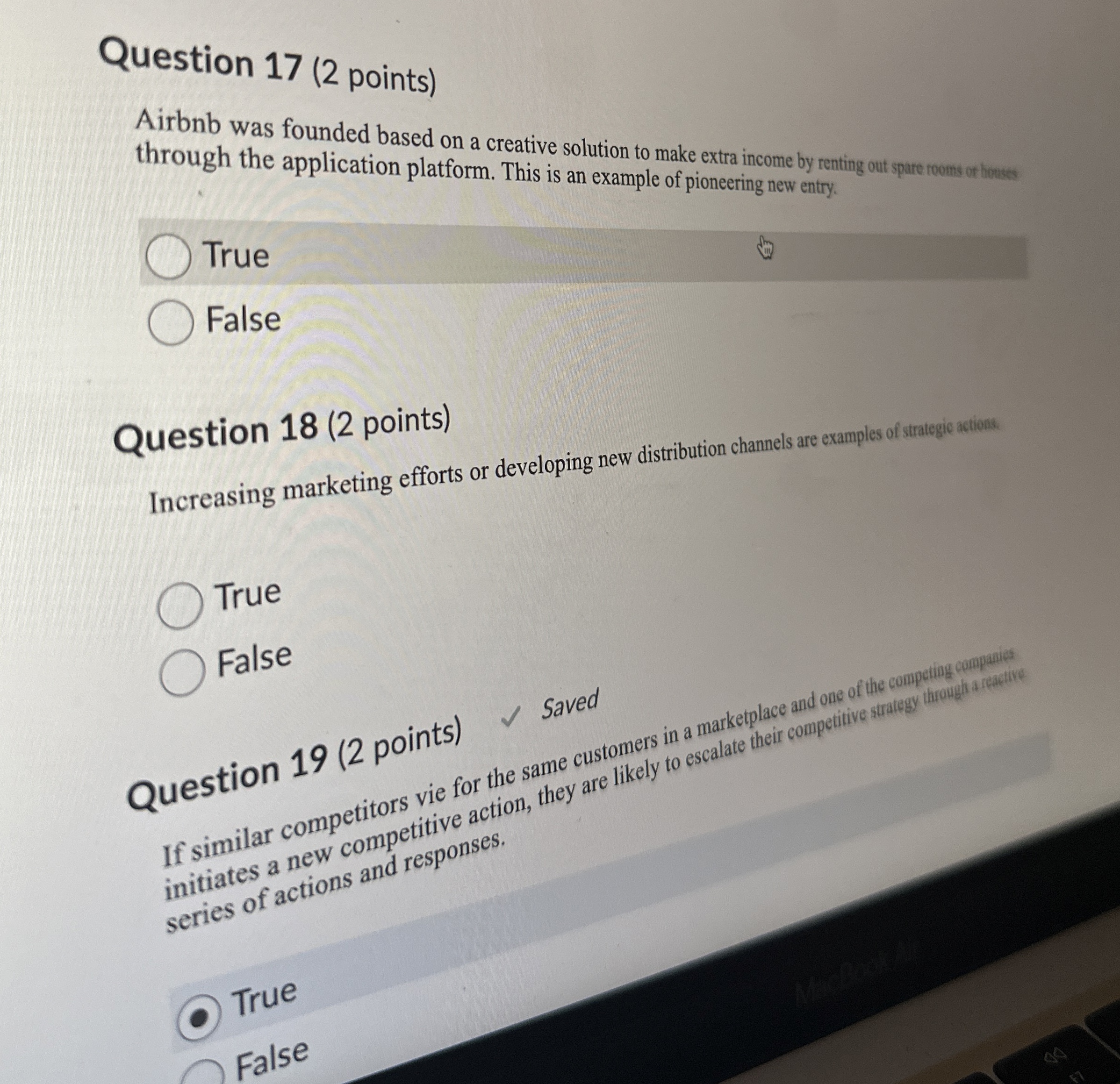 Solved Question 17 (2 ﻿points)Airbnb was founded based on a | Chegg.com
