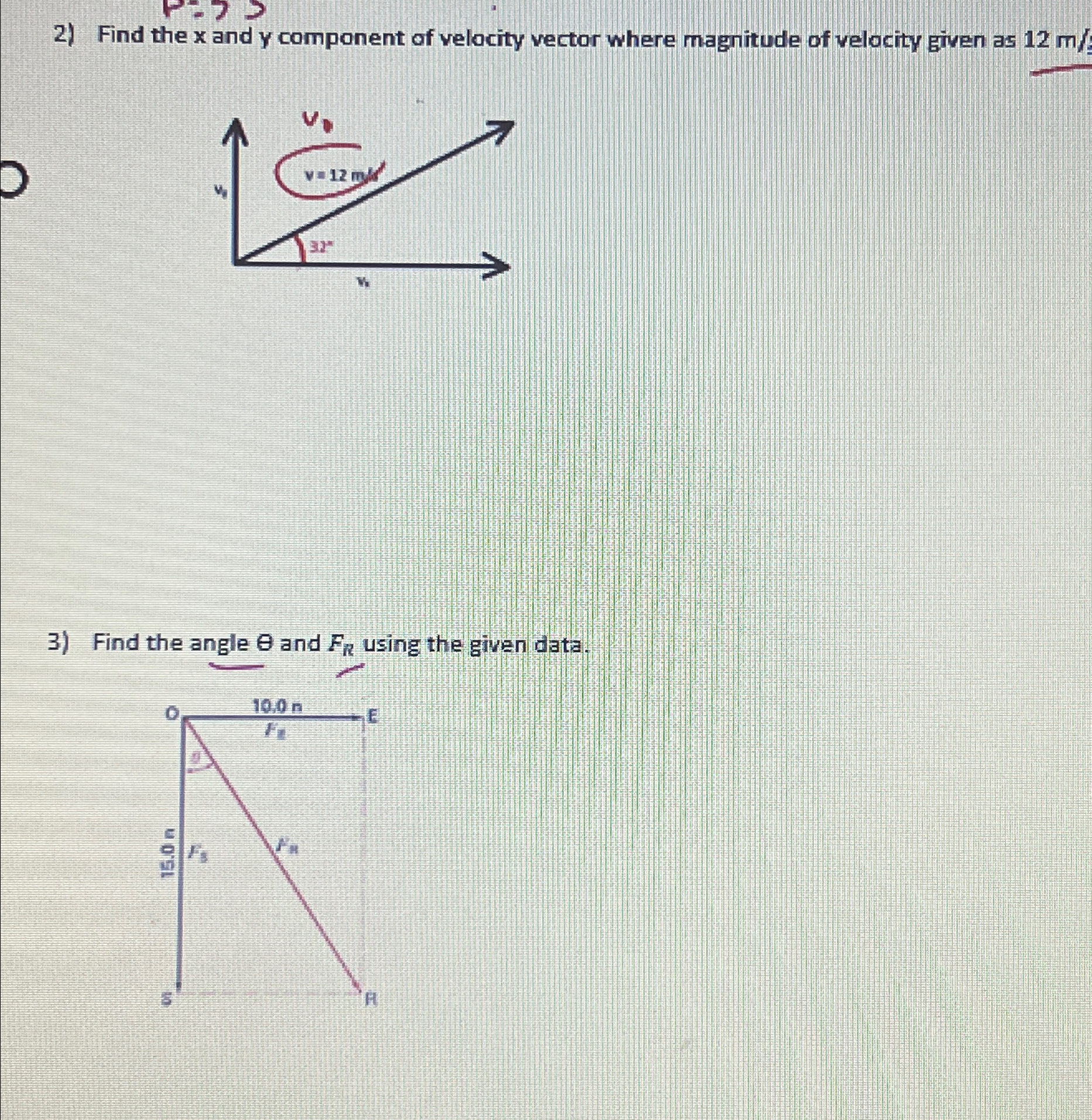 Solved Findthe x and y component of velocity vector where | Chegg.com