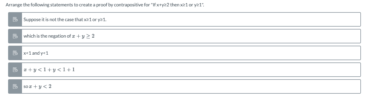 Solved Arrange the following statements to create a proof by | Chegg.com