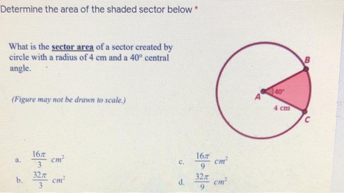 Solved Determine the area of the shaded sector below* What | Chegg.com