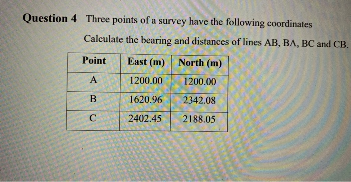 Solved Question 4 Three points of a survey have the | Chegg.com
