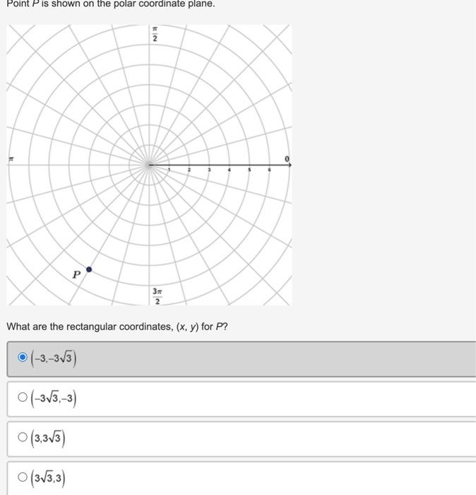 Solved Point P is shown on the polar coordinate plane. What | Chegg.com