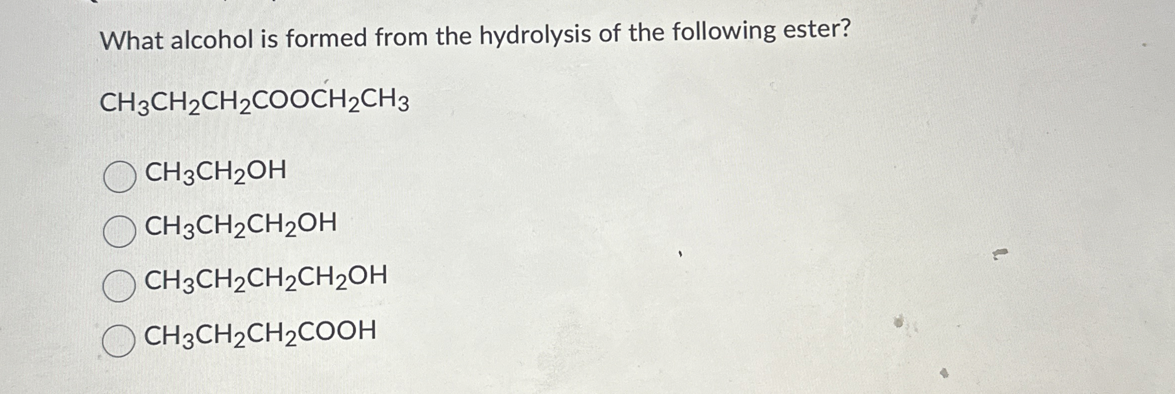 Solved What alcohol is formed from the hydrolysis of the | Chegg.com