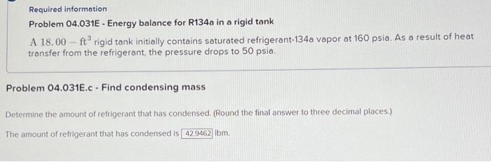 Solved Required information Problem 04.031E - Energy balance | Chegg.com