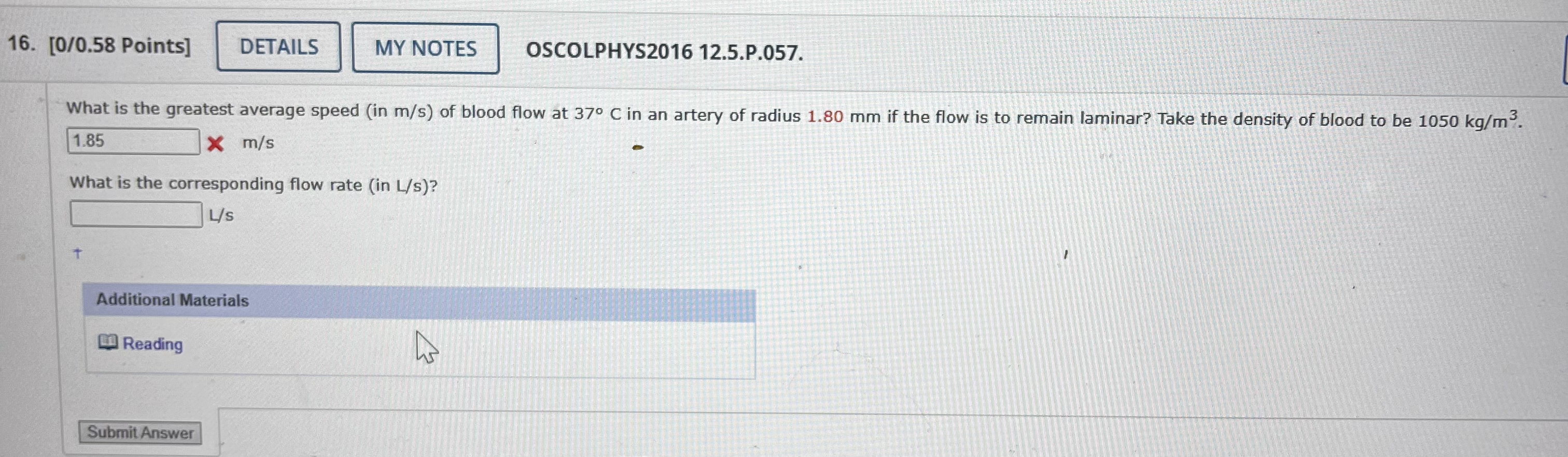 Solved Points] ﻿OSCOLPHYS2016 12.5.P.057.What is the | Chegg.com