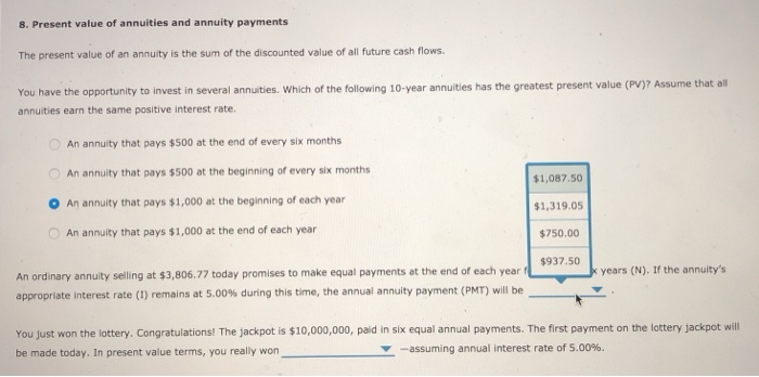 8. Present value of annuities and annuity payments | Chegg.com