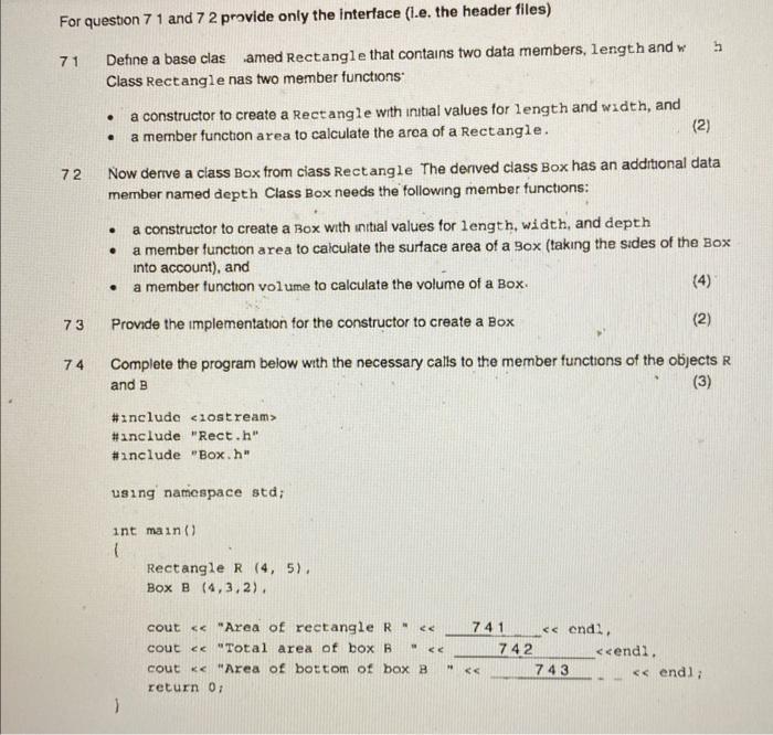 Solved 71 Define a base clas amed Rectangle that contains | Chegg.com