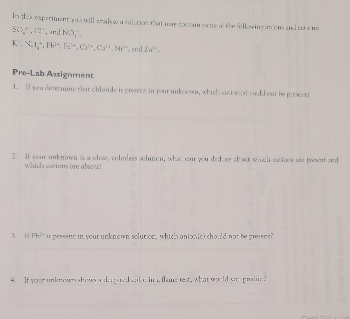 Solved In this experiment you will analyze a solution that | Chegg.com