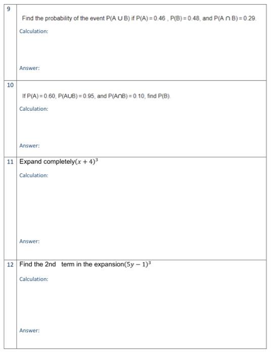 Solved Find the probability of the event P(AUB) if P(A)=0.46 | Chegg.com