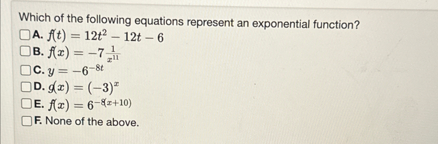 Solved Which of the following equations represent an | Chegg.com