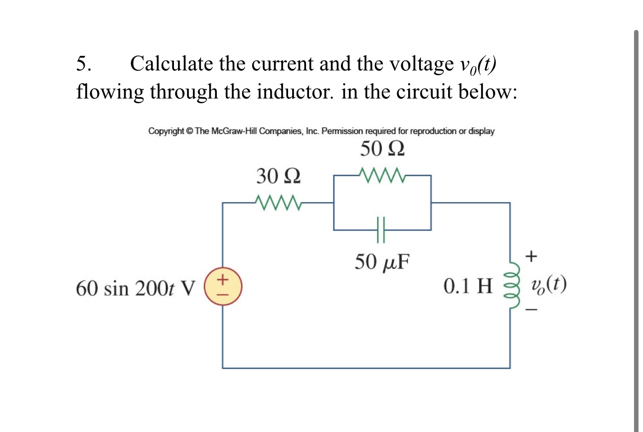 Solved Calculate the current and the voltage v0(t) ﻿flowing | Chegg.com