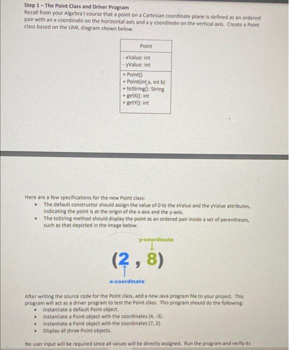 Solved Step 1 - The Point Class and Driver Program Recall | Chegg.com