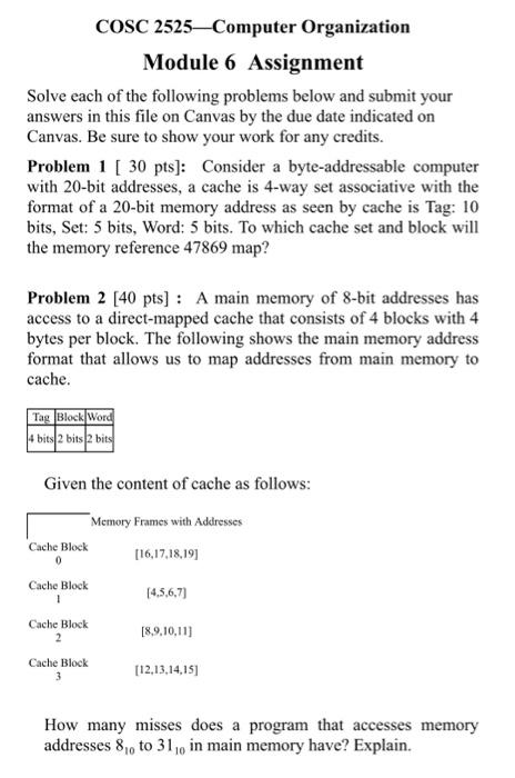 Solved COSC 2525—Computer Organization Module 6 Assignment | Chegg.com