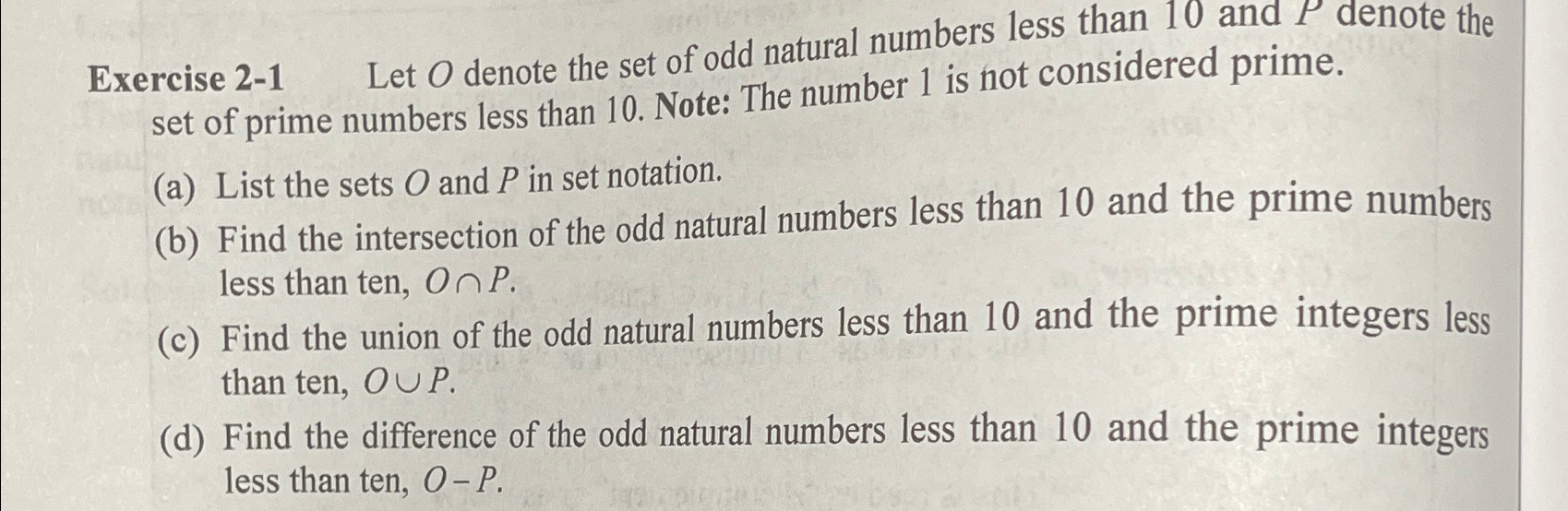 Solved Exercise 2-1 ﻿Let O ﻿denote the set of odd natural | Chegg.com