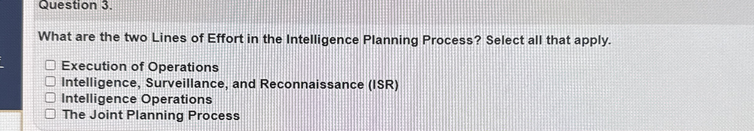 Solved Question 3.What are the two Lines of Effort in the | Chegg.com
