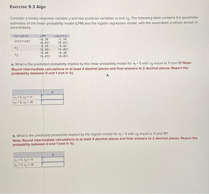Solved Consider a binary response variable y and two | Chegg.com