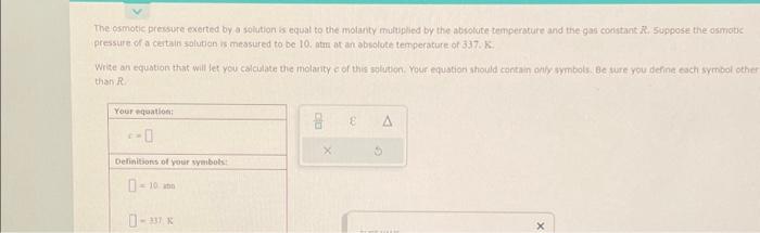 Solved The osmotic pressure exerted by a solution is equal | Chegg.com