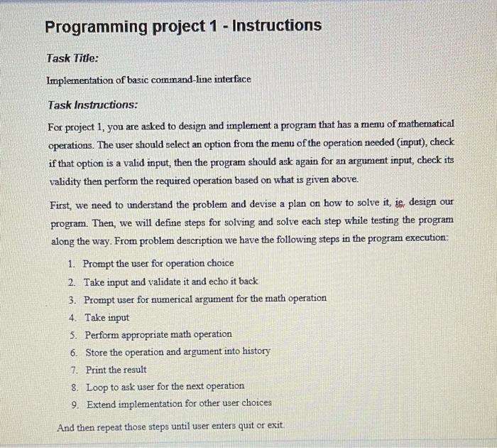 Solved Programming project 1 - Instructions Task Title: | Chegg.com