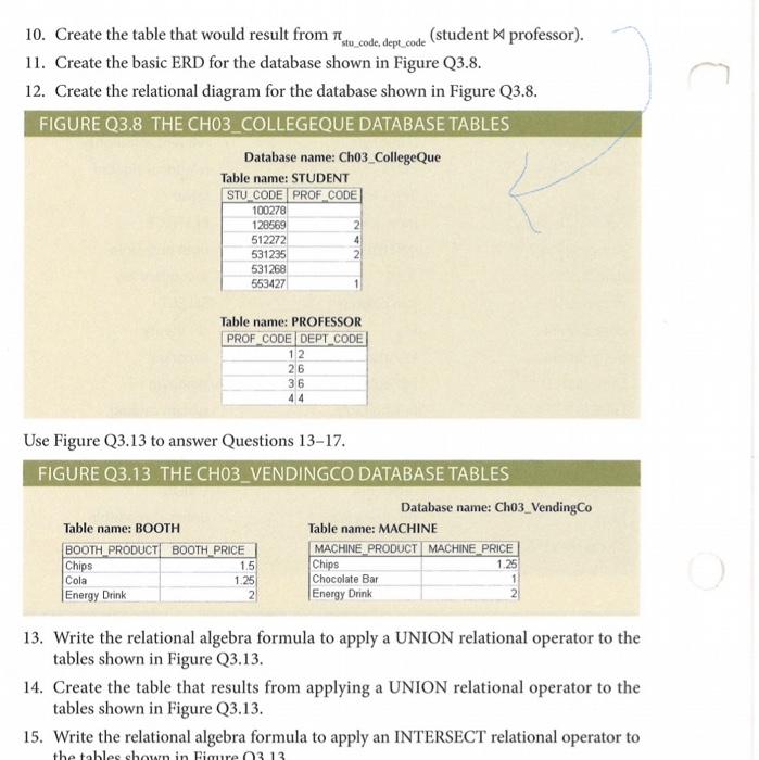 Solved 10. Create the table that would result from \( | Chegg.com
