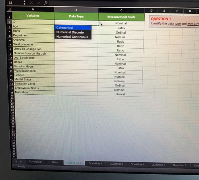 Solved all the data type use the given option which only | Chegg.com