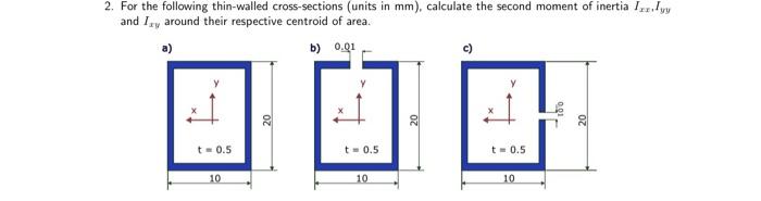 Solved For The Following Thin Walled Cross Sections Units