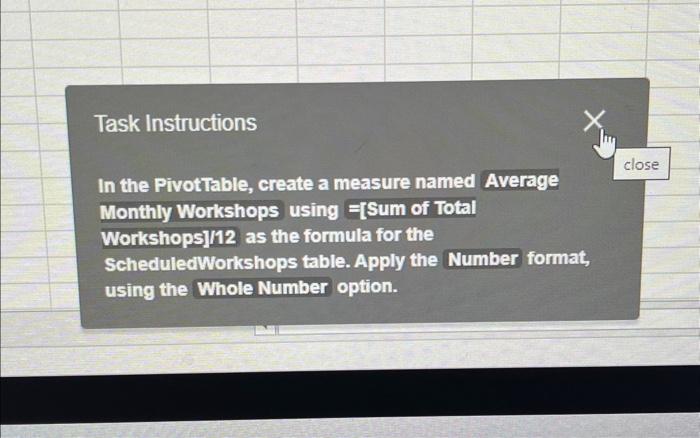 Task Instructions In the PivotTable, create a | Chegg.com