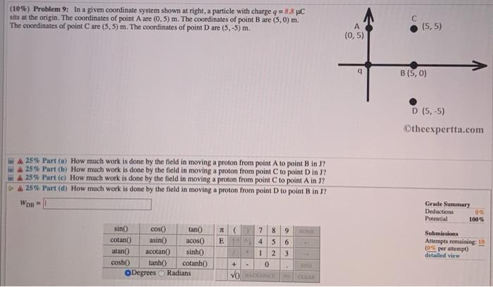 (10\%) Problem 9: In a given coordinate system shown | Chegg.com
