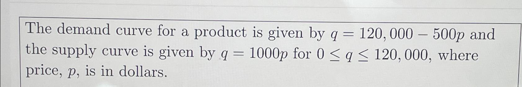 Solved The demand curve for a product is given by | Chegg.com